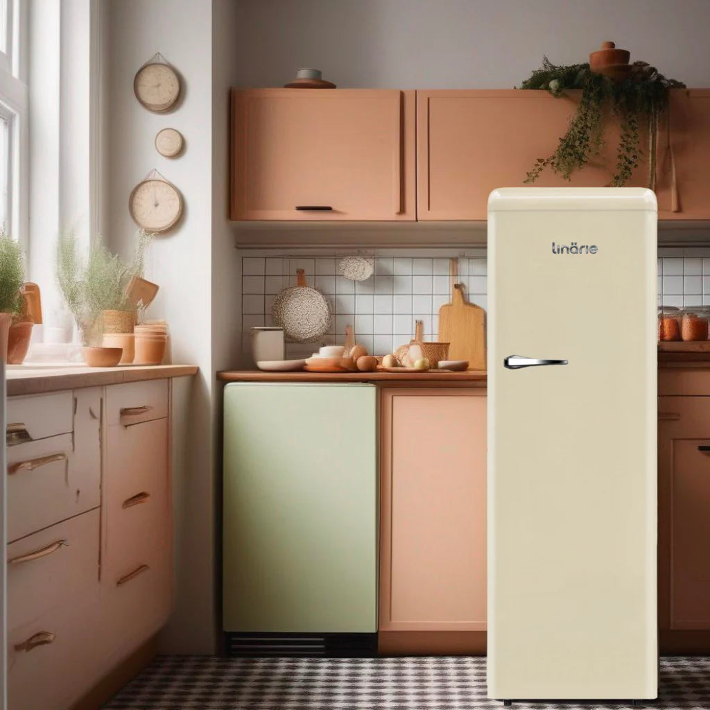 Linarie Belley LK335LCREAM 328L Cream Single Door Larder Retro Fridge ...